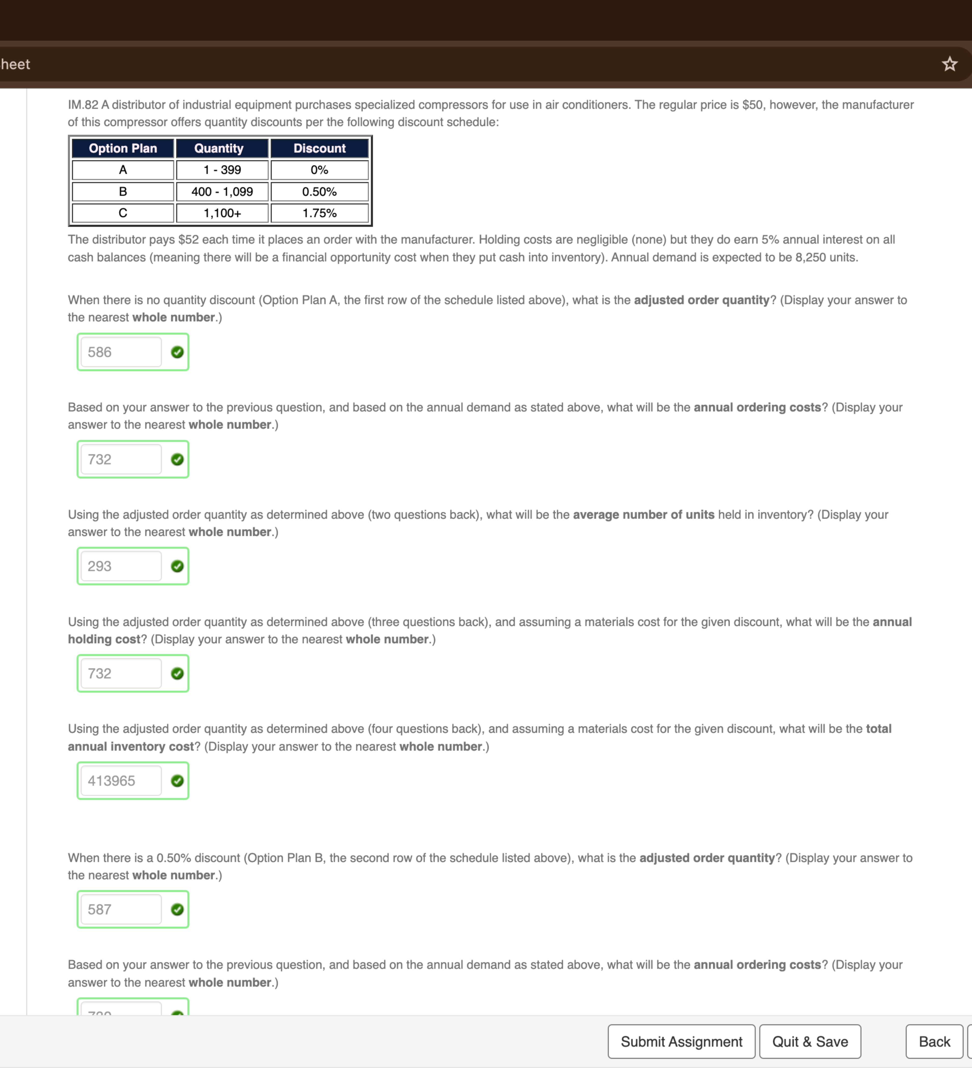 Solved Using the adjusted order quantity as determined above | Chegg.com