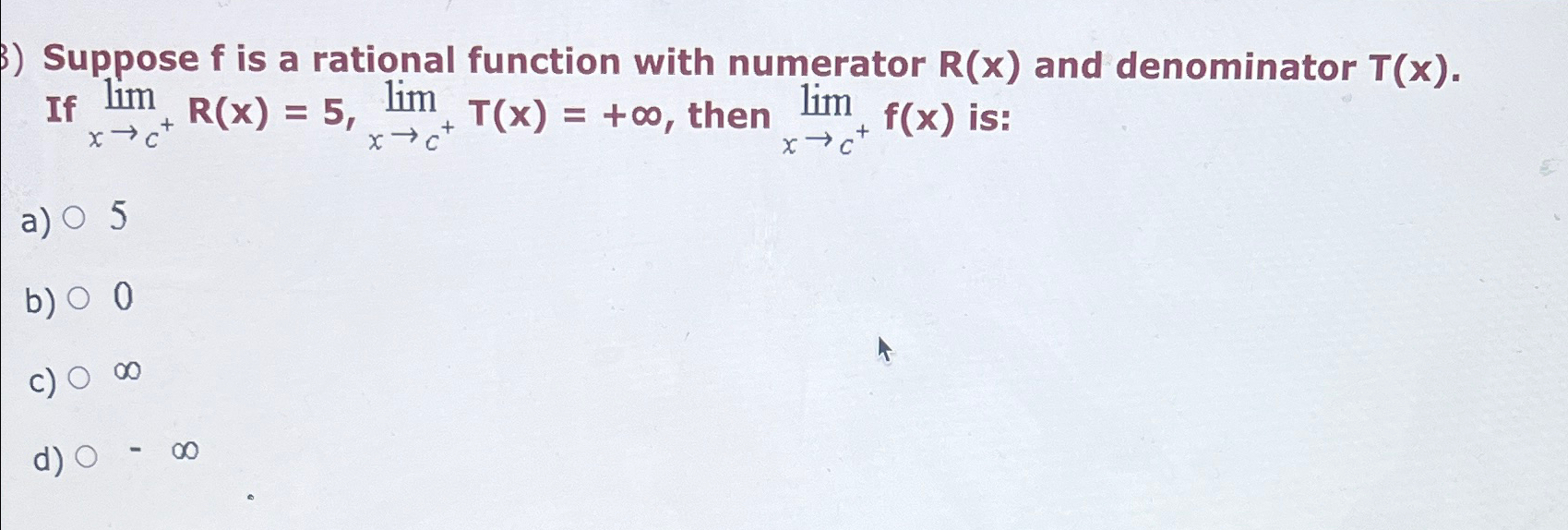 Solved Suppose f ﻿is a rational function with numerator R(x) | Chegg.com