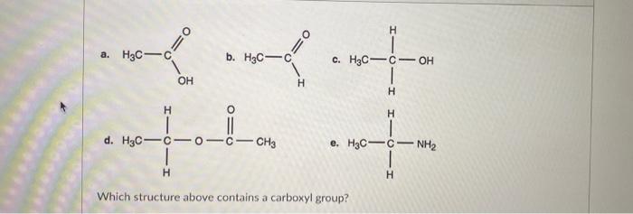 Solved H a. H3CC =0 b. H3C-C c. H3CC-OH OH H H H H II d. | Chegg.com