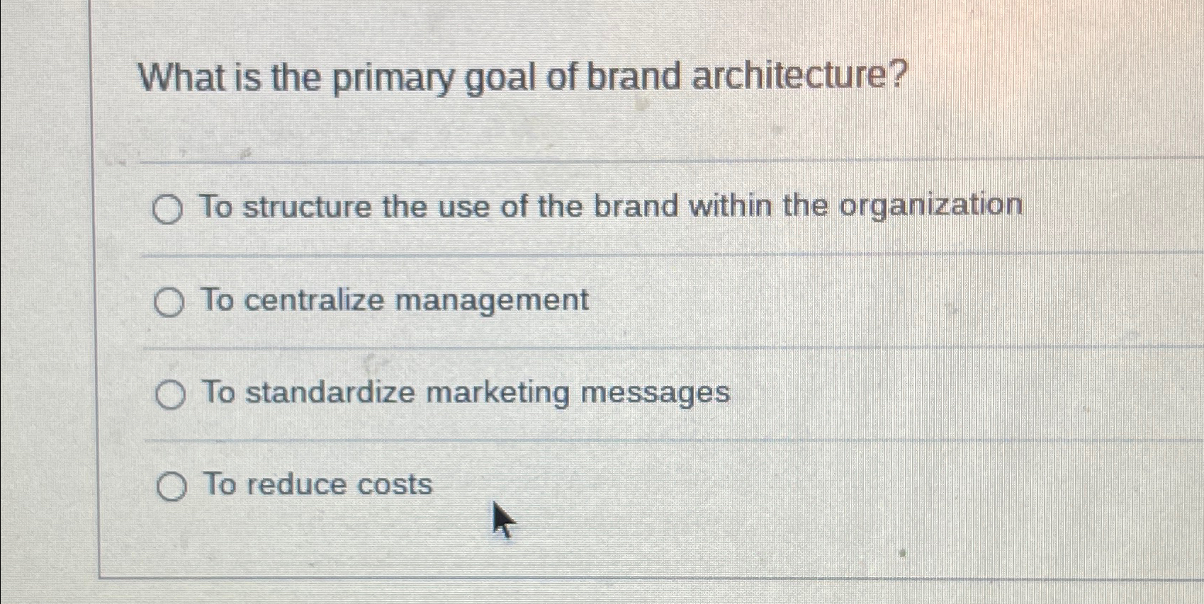 Solved What is the primary goal of brand architecture?To | Chegg.com
