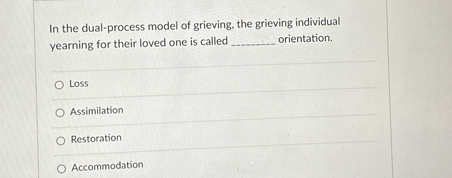 Solved In the dual-process model of grieving, the grieving | Chegg.com