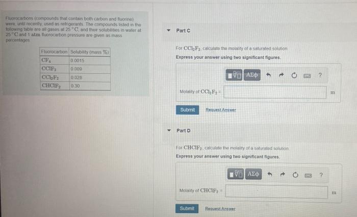 Solved Fluorocarbons compounds that contain both carbon and | Chegg.com