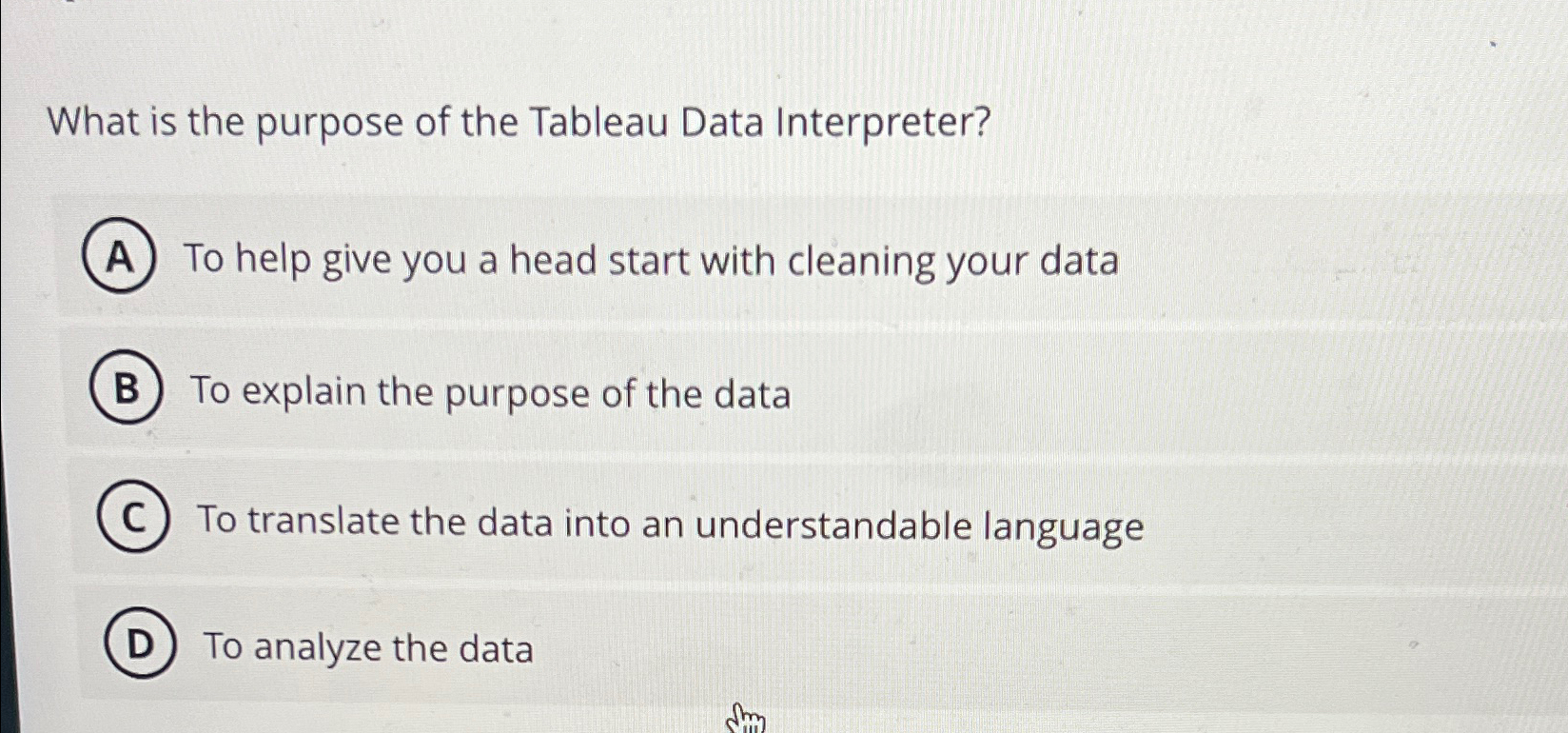 Solved What is the purpose of the Tableau Data | Chegg.com