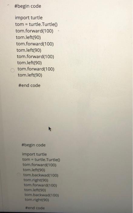 Solved import turtle tom - turtle. Turtle() for i in | Chegg.com