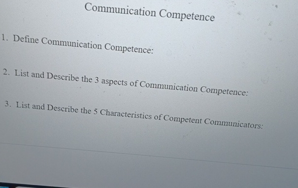 Solved Communication CompetenceDefine Communication | Chegg.com