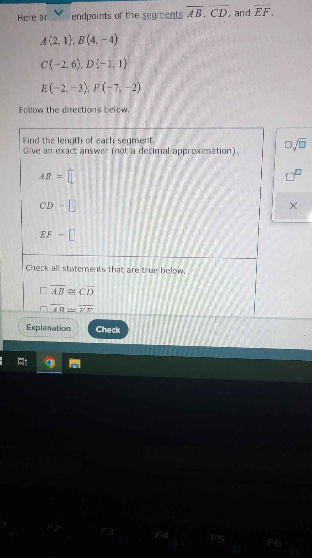 Solved Here ar endpoints of the segments AB, CD, and EF. A | Chegg.com