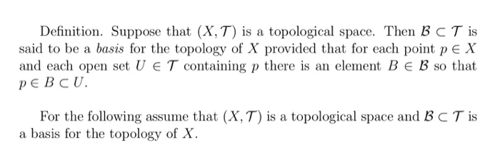 Solved Definition. Suppose that (XT) is a topological space. | Chegg.com