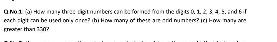 Solved Q.No.1: (a) How many three-digit numbers can be | Chegg.com
