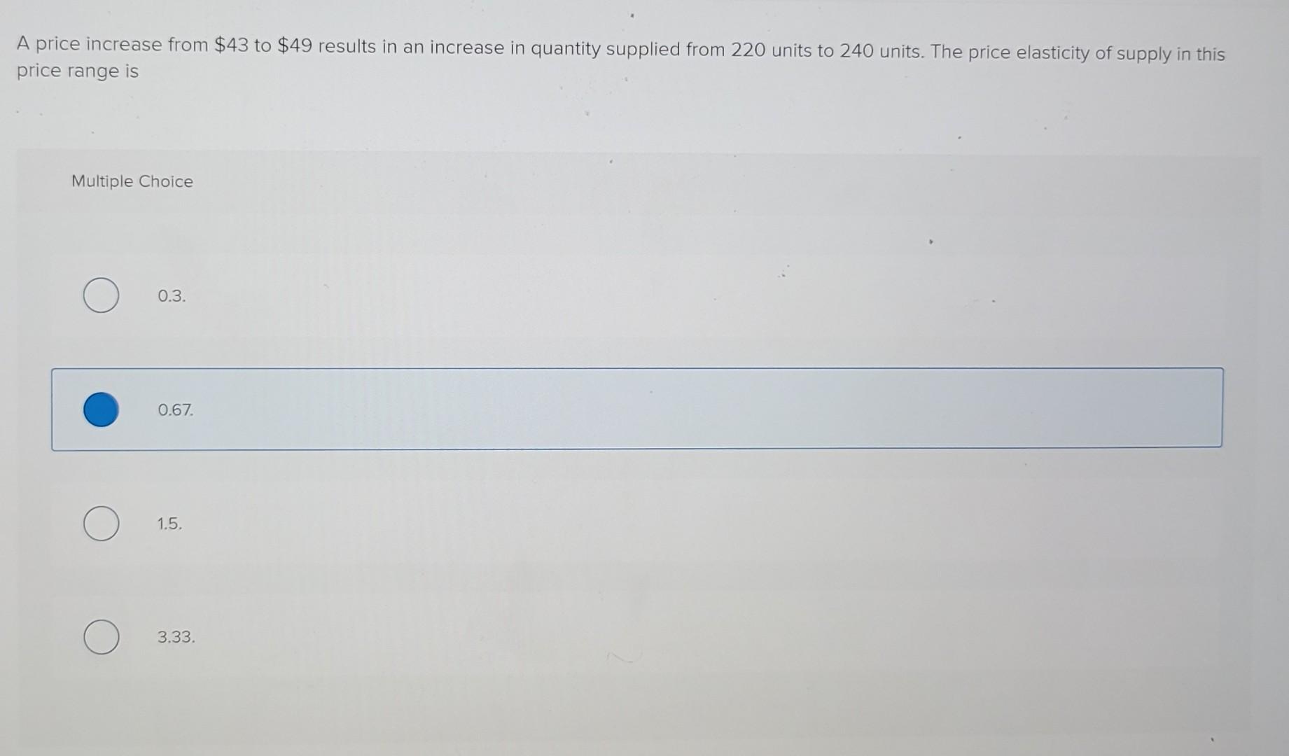 Solved A price increase from $43 to $49 results in an | Chegg.com