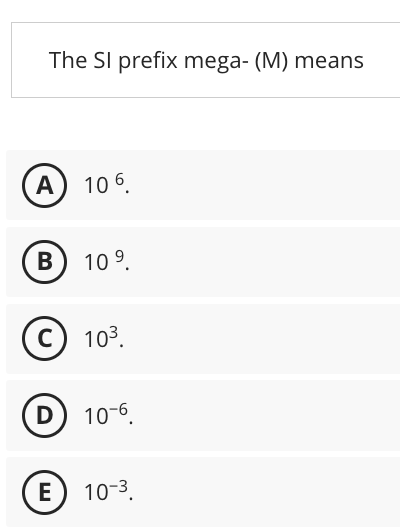Solved The SI ﻿prefix mega- (M) | Chegg.com