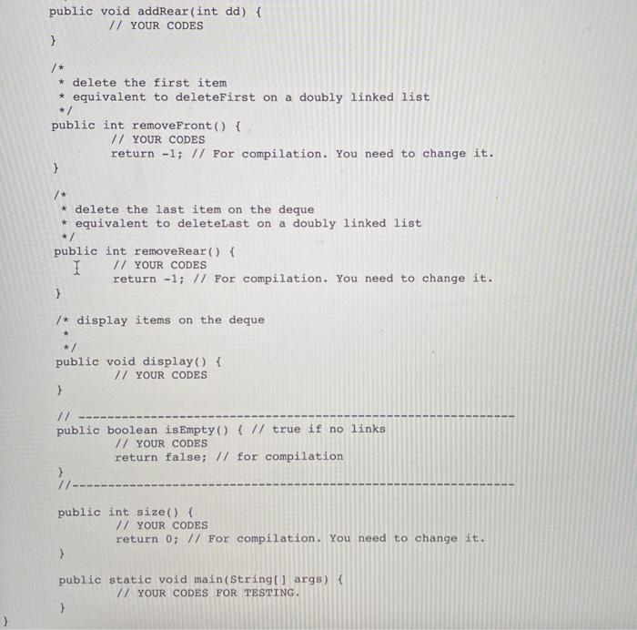 Solved Problem 2: Deque class (25) Description Deque is an | Chegg.com