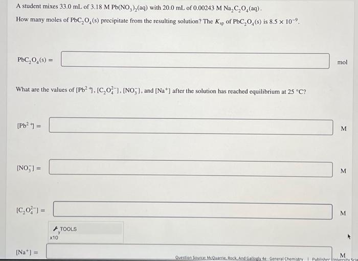 Solved A student mixes 33.0 mL of 3.18MPb(NO3)2 (aq) with | Chegg.com