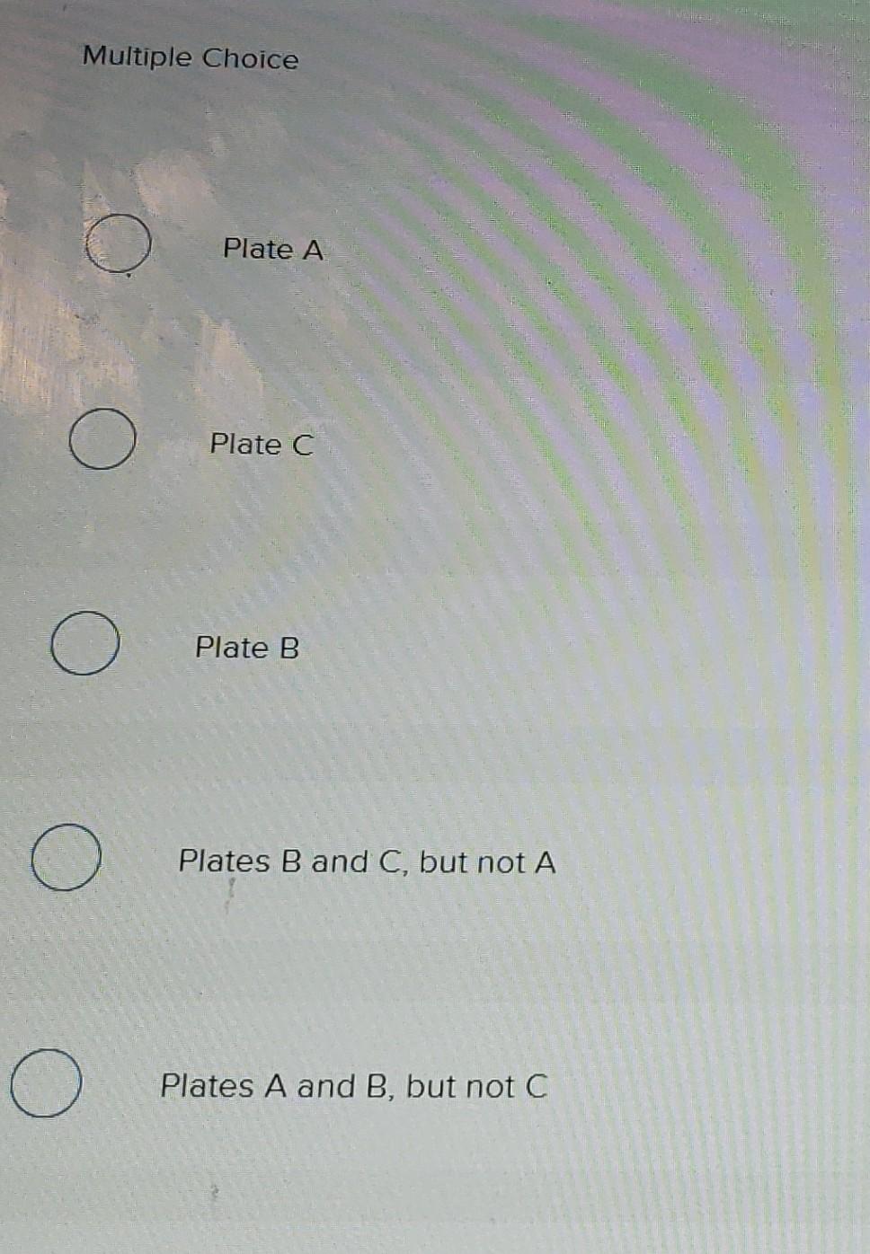 Solved Multiple Choice Plate A Plate C Plate B Plates B and | Chegg.com
