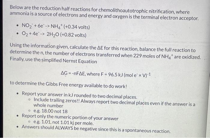 Solved Below are the reduction half reactions for | Chegg.com