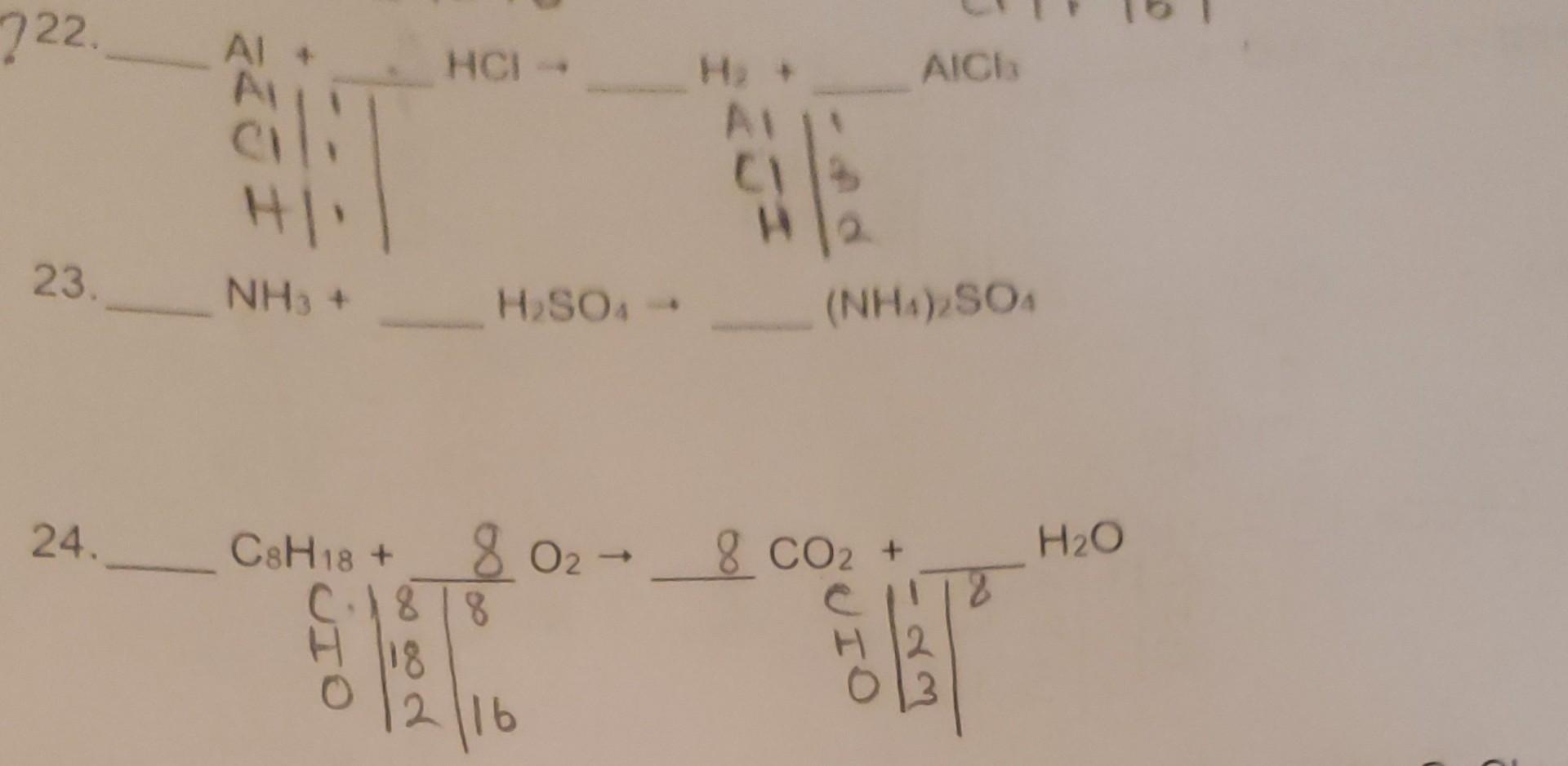 Solved 23. NH3+ H2SO4→(NH4)2SO4 24. | Chegg.com
