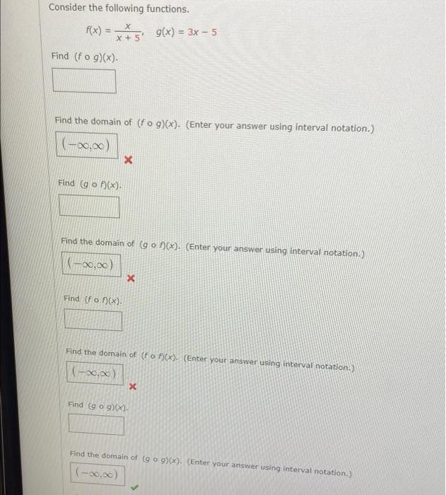 Solved Consider the following functions. f(x) = ** 5. g(x) = | Chegg.com