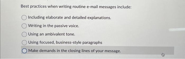 Best practices when writing routine e-mail messages | Chegg.com