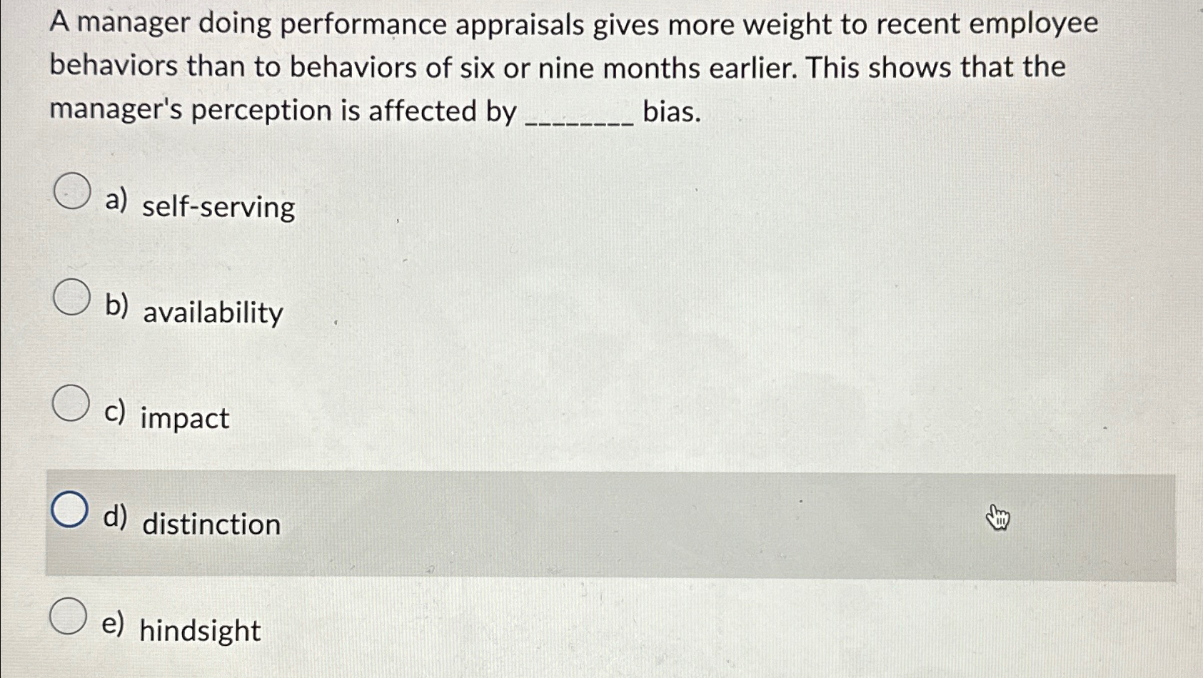 Solved A manager doing performance appraisals gives more | Chegg.com