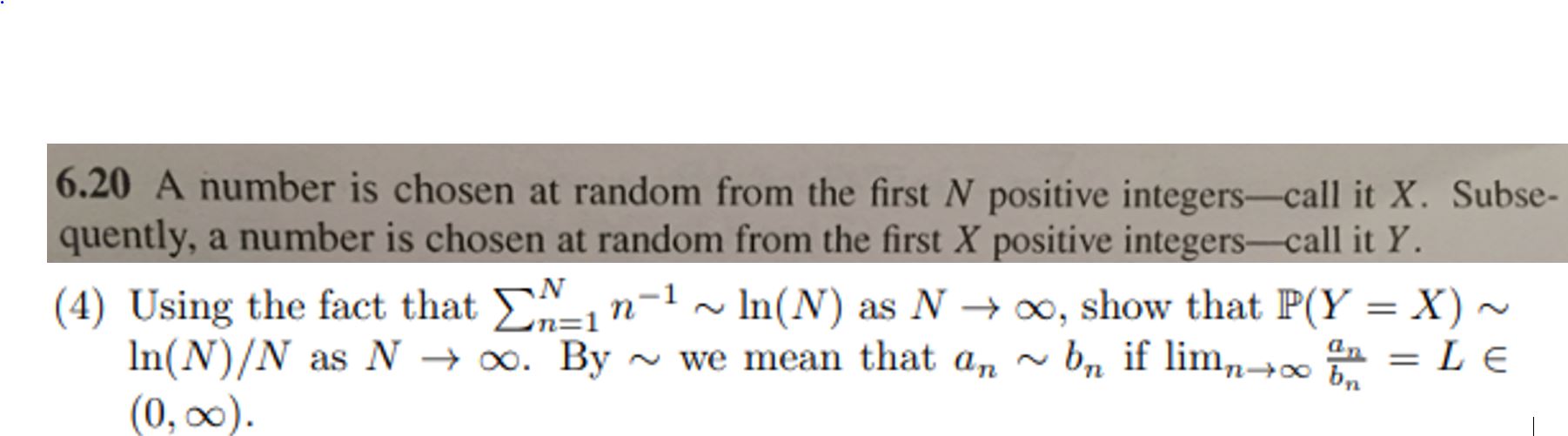 Solved 6.20 ﻿A number is ﻿chosen at ﻿random from the first N | Chegg.com