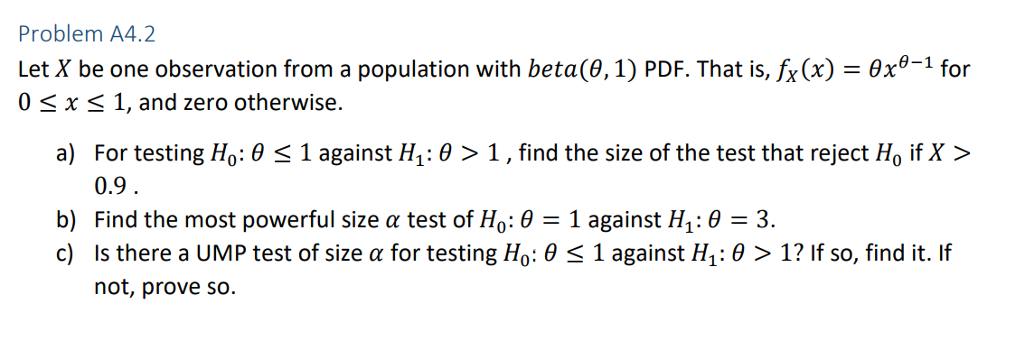 Solved Problem A4.2Let x be one observation from a | Chegg.com Solved Problem A4.2Let x be one observation from a | Chegg.com