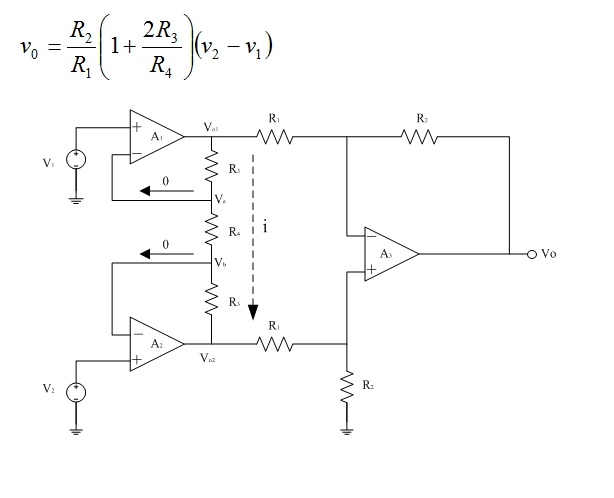 Solved v0 = R2/R1(1 + 2R3/R4)(v2 - v1) | Chegg.com