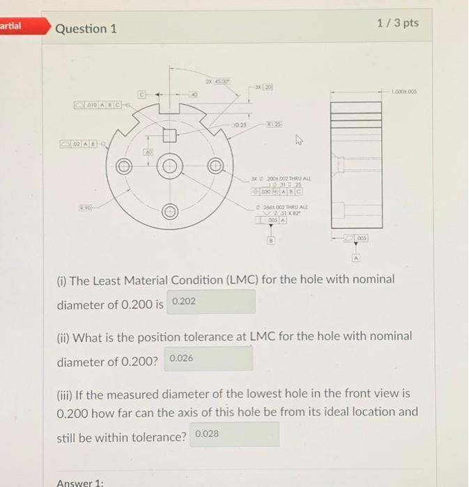 Solved (i) The Least Material Condition (LMC) for the hole | Chegg.com