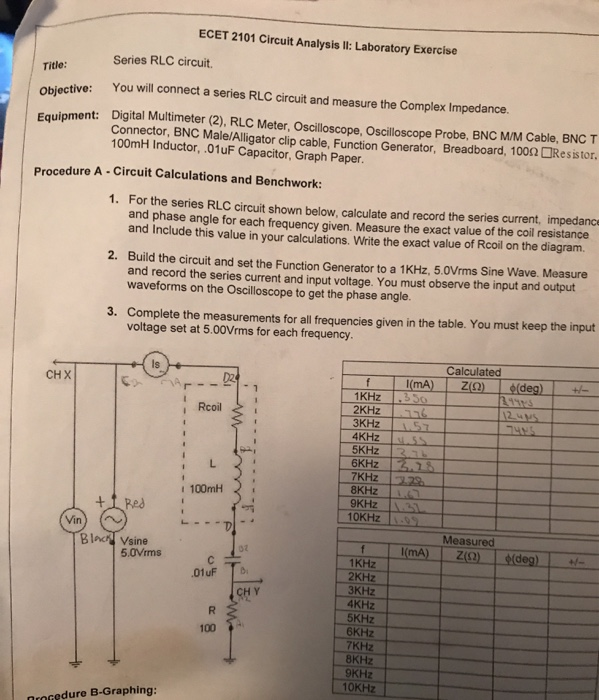 ECET 2101 Circuit Analysis II: Laboratory Exercise | Chegg.com