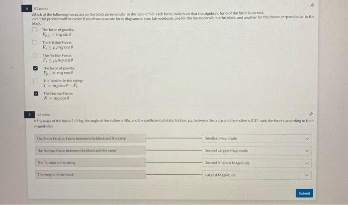 Solved A blockis held at rest on an indine by a rope that is | Chegg.com