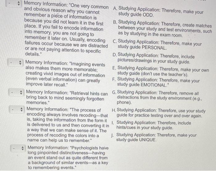 Solved Memory Information: "One very common A. Studying | Chegg.com