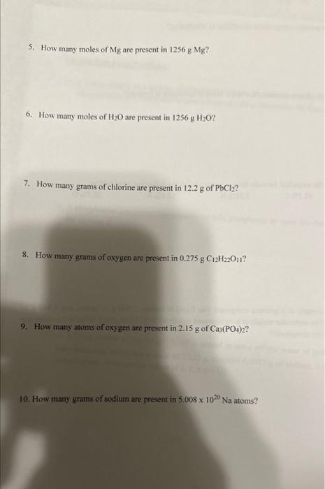 Solved 4. Write the chemical formula for each of the | Chegg.com