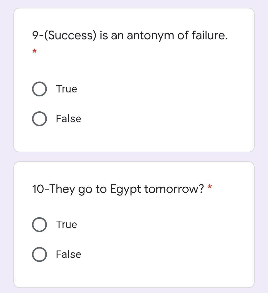 Solved 9-(Success) is an antonym of failure. * True False | Chegg.com