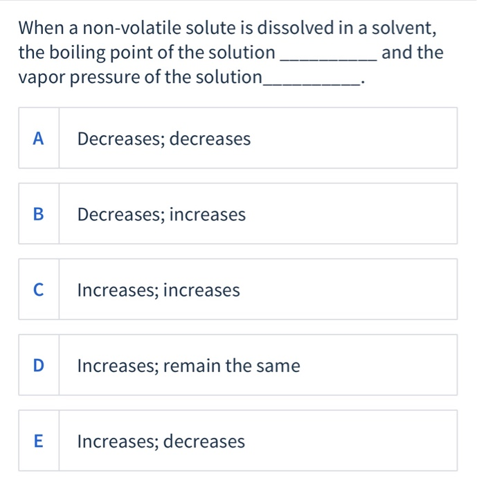 Solved When a non-volatile solute is dissolved in a solvent, | Chegg.com