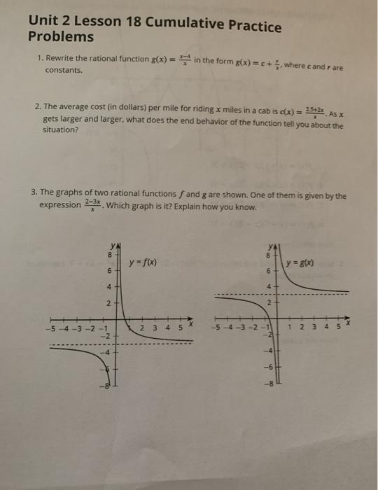Solved Unit 2 Lesson 18 Cumulative Practice Problems 1. | Chegg.com