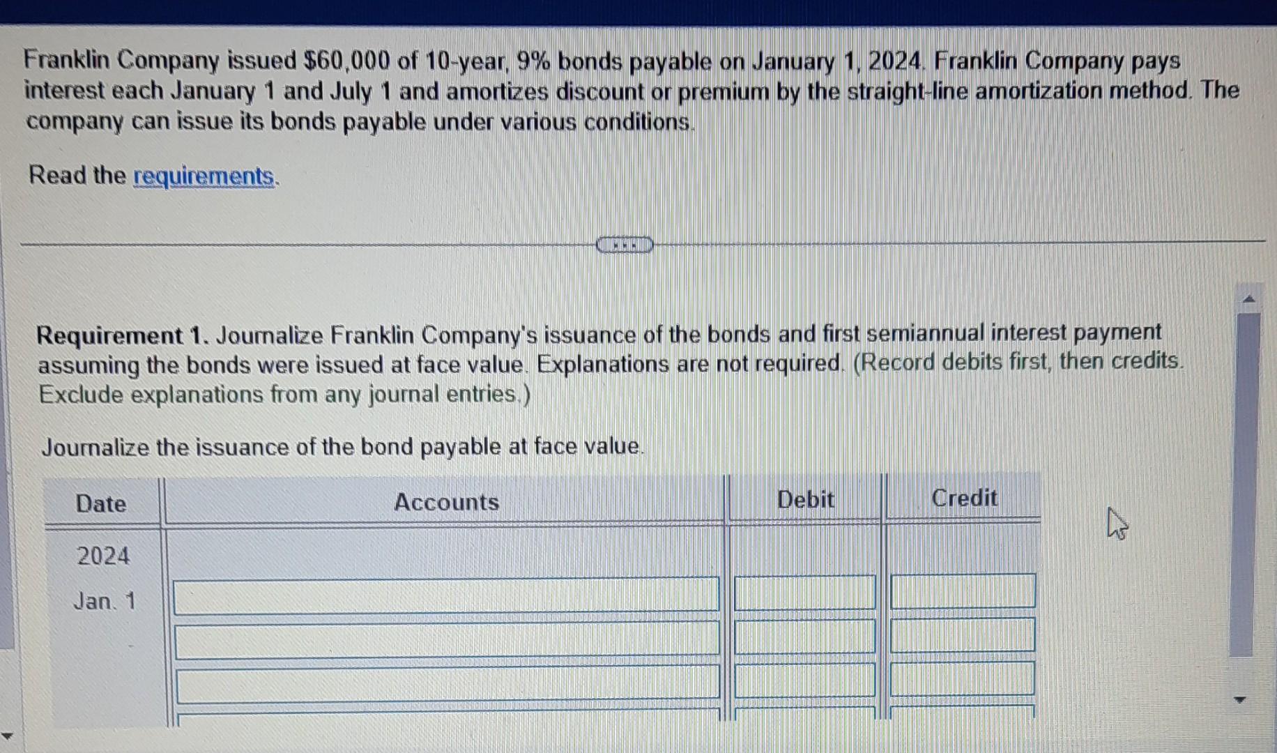 Solved Franklin Company issued $60,000 of 10 -year, 9% bonds | Chegg.com