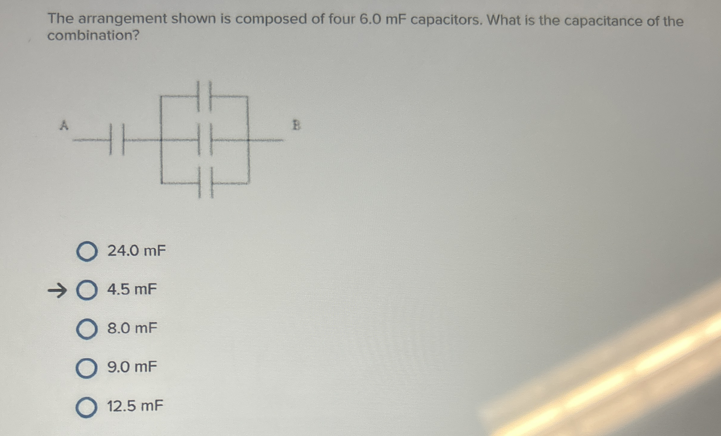 Solved The arrangement shown is composed of four 6.0 ﻿mF | Chegg.com