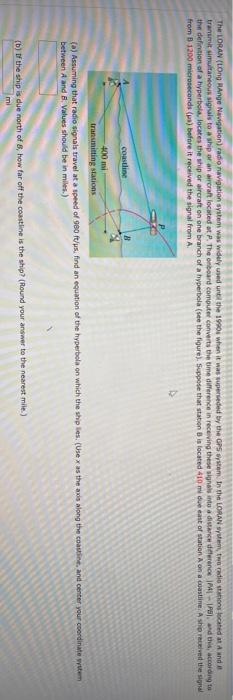 Solved The LORAN (Long Range Navigation) radio navigation | Chegg.com