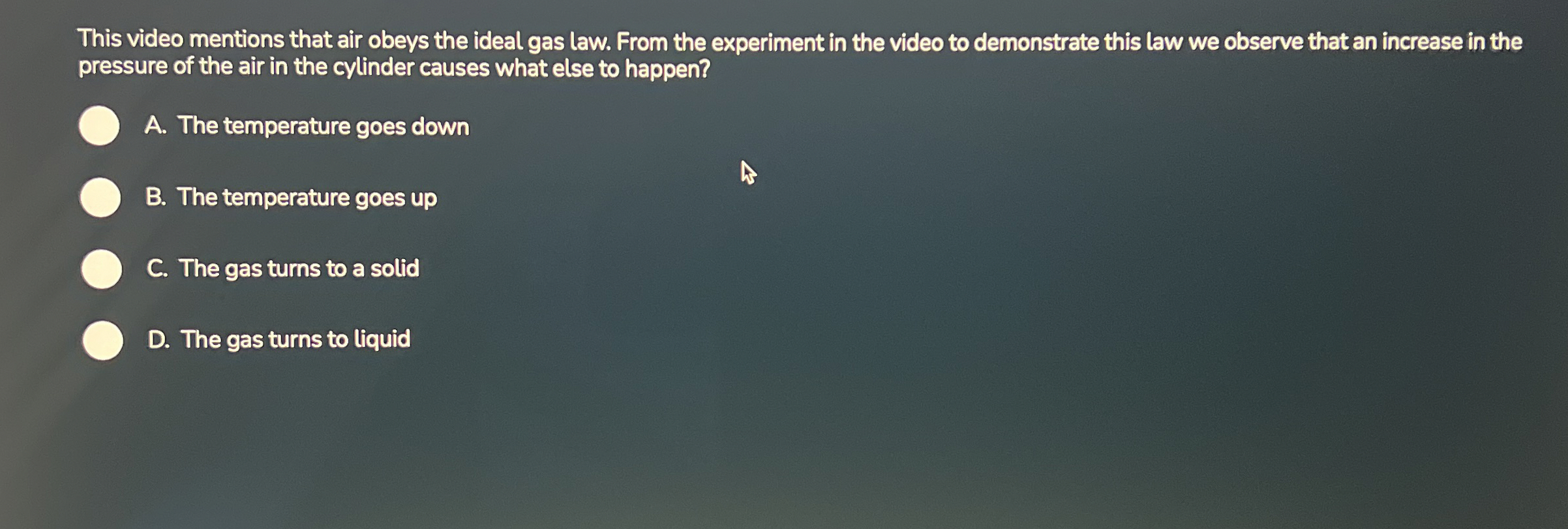 Solved This video mentions that air obeys the ideal gas law. | Chegg.com