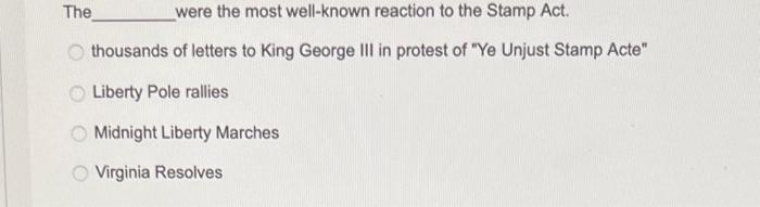 Solved The were the most well-known reaction to the Stamp | Chegg.com