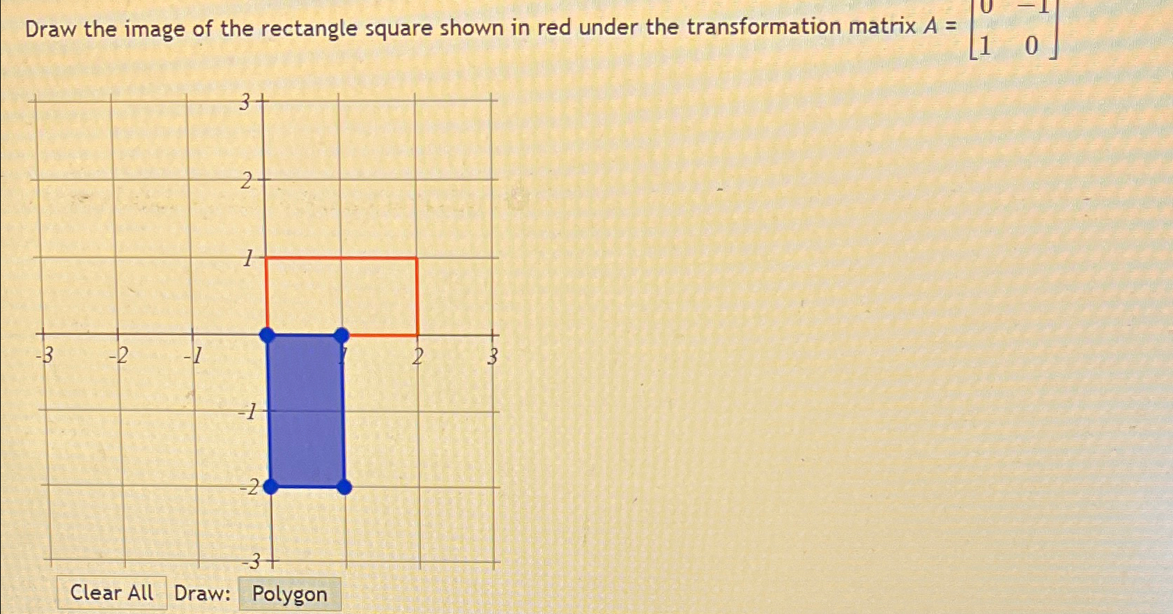 Solved Draw the image of the rectangle square shown in red | Chegg.com