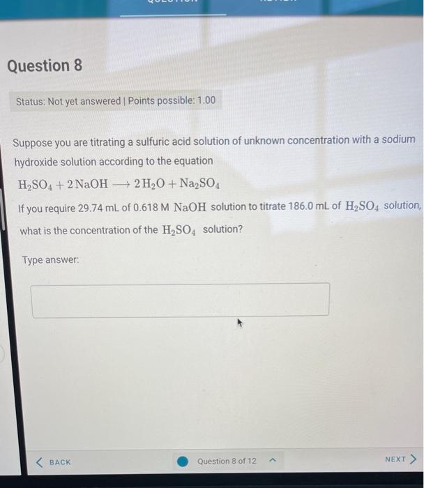 Solved Suppose you are titrating a sulfuric acid solution of | Chegg.com