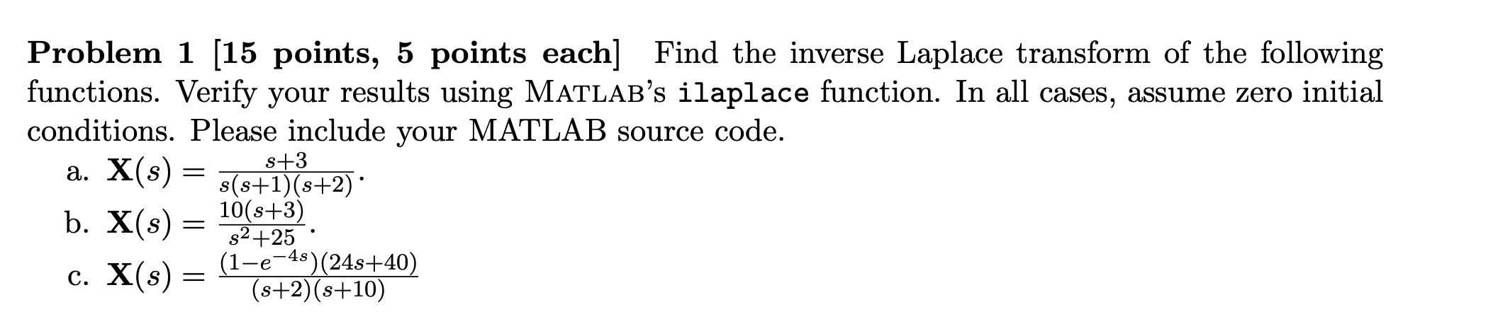 Solved Problem 1 [15 ﻿points, 5 ﻿points each] ﻿Find the | Chegg.com