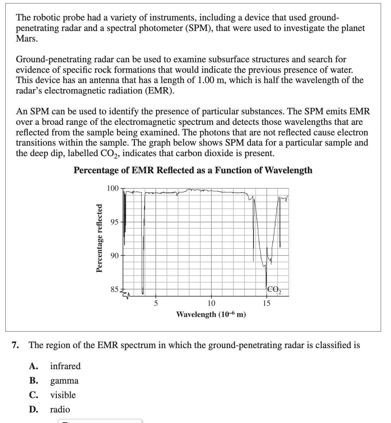 Solved The region of the EMR spectrum in which the | Chegg.com