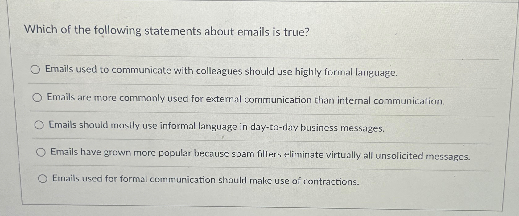 Solved Which of the following statements about emails is | Chegg.com