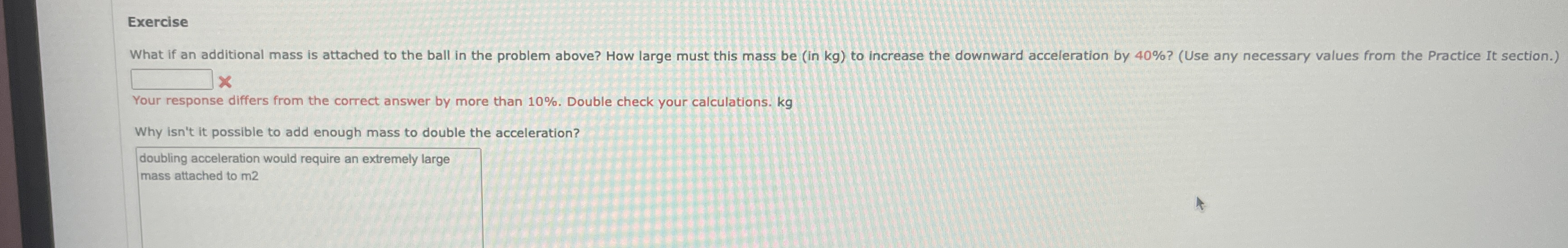 Solved ExerciseYour response differs from the correct answer | Chegg.com