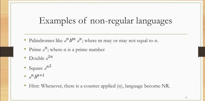 Solved Examples of non-regular languages - Palindromes like | Chegg.com