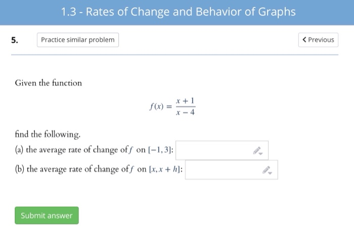 Solved 1.3 - Rates of Change and Behavior of Graphs 5. | Chegg.com