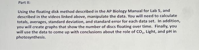 Part II: Using the floating disk method described in | Chegg.com