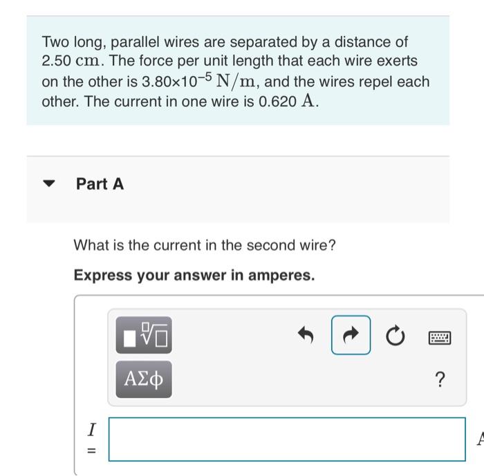 Solved Two long, parallel wires are separated by a distance | Chegg.com