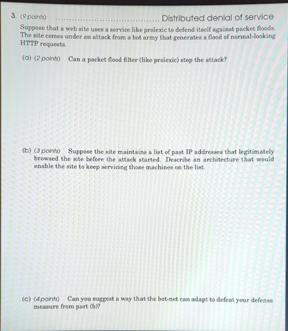 Solved (9 ﻿points)Distributed denial of serviceSuppose that | Chegg.com