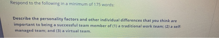 Solved Respond to the following in a minimum of 175 words: | Chegg.com